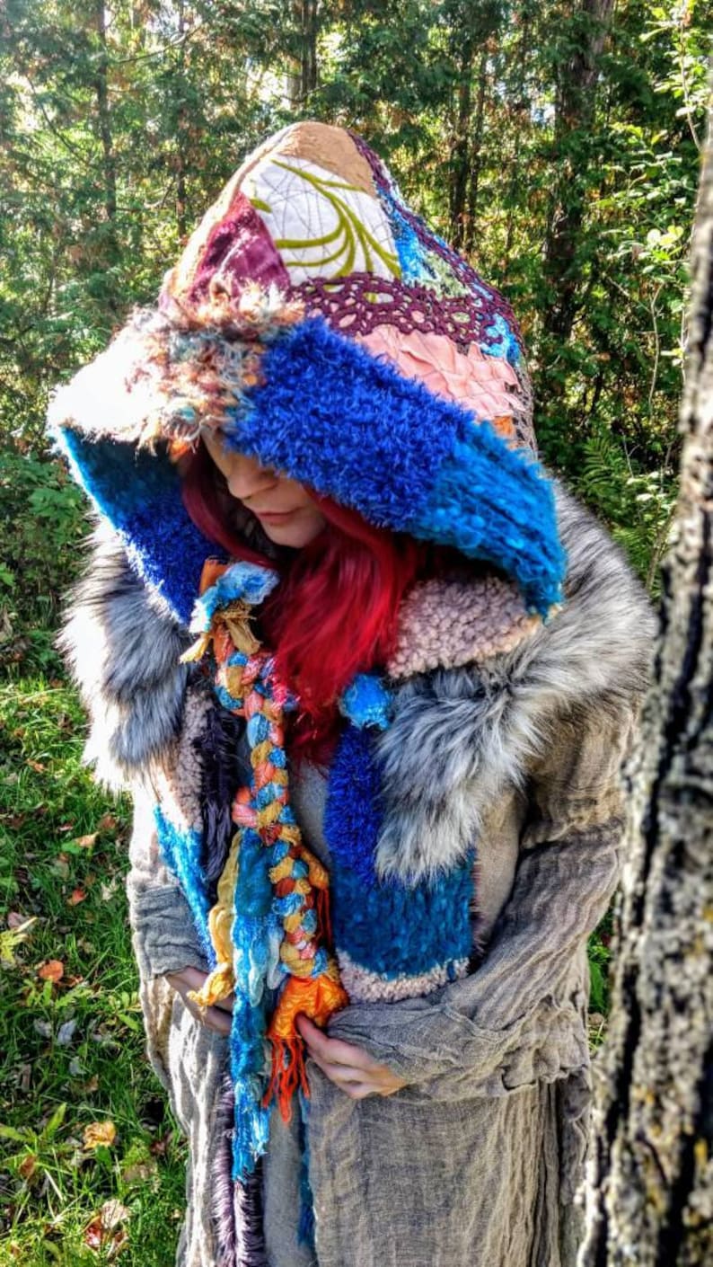Patchwork Hood Scoodie Fur Hood Winter Hat Bohemian - Etsy