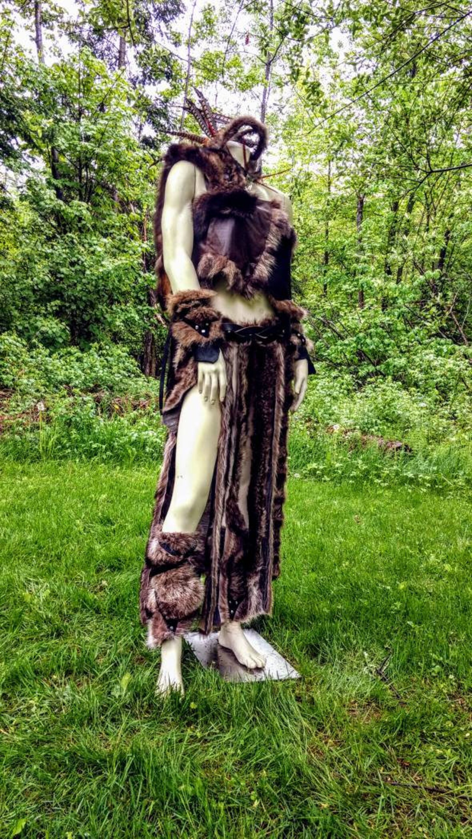 Primitive Costume Shaman Barbarian Raccoon Fur Fur Skirt Fur Arm Cuffs ...