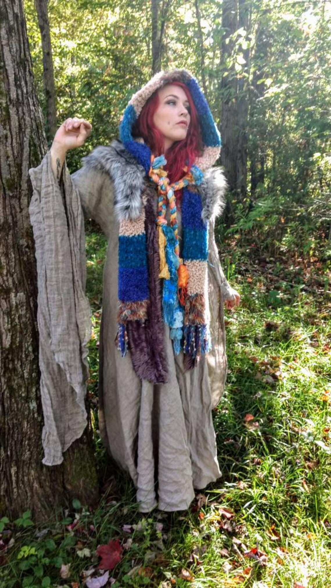 Patchwork Hood Scoodie Fur Hood Winter Hat Bohemian | Etsy