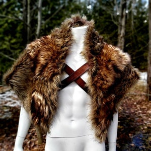 Fur Mantle Shoulder Mantle Viking Game of Thrones Shrug Cloak Faux Fur ...