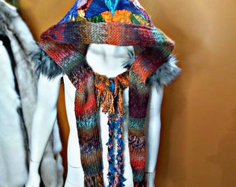 Patchwork Hood Scoodie Fur Hood Winter Hat Bohemian - Etsy