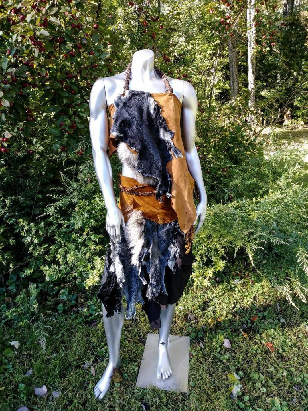 Traje bárbaro ropa primitiva falda de cuero top de cuero - Etsy España