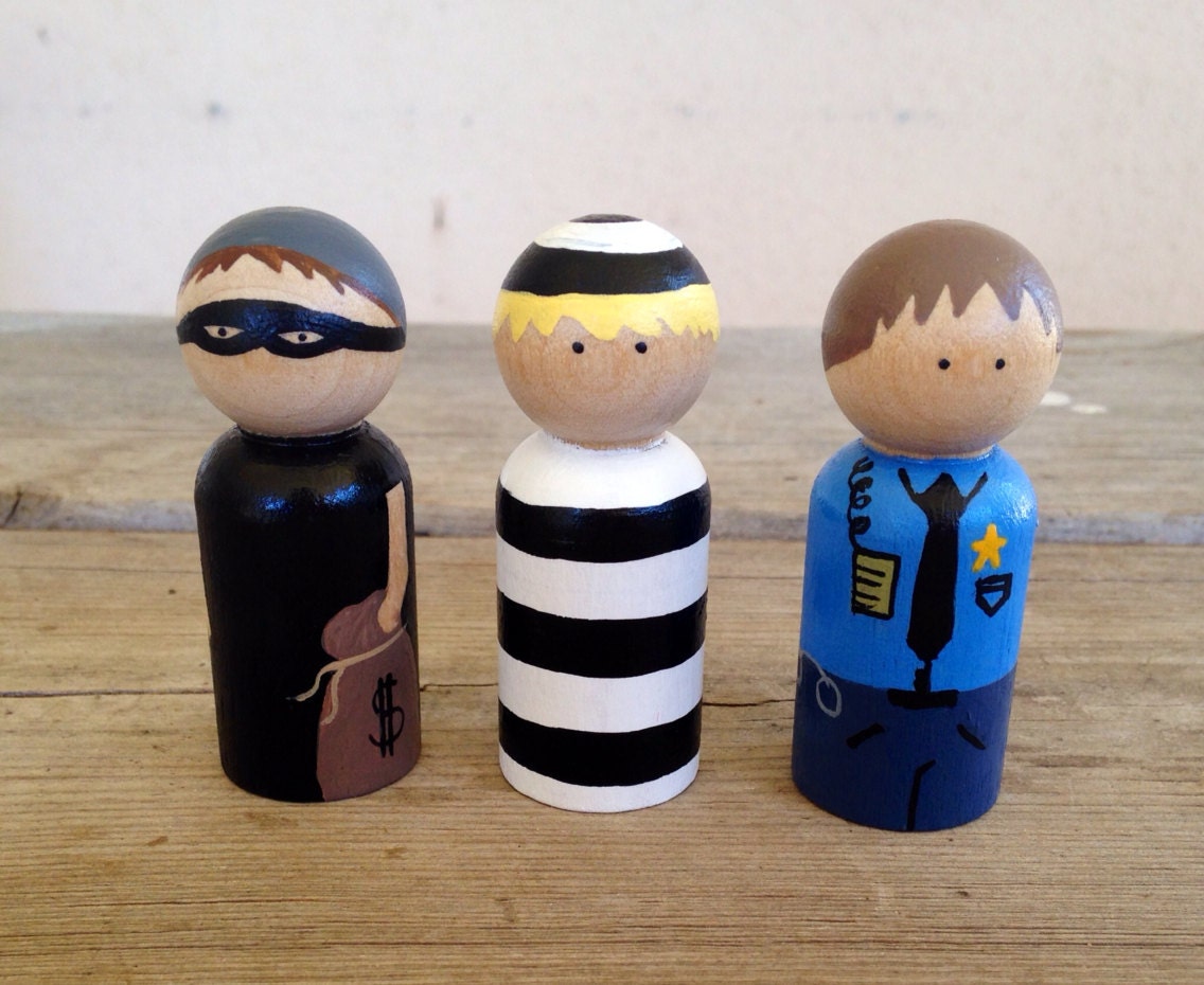 Police set peg dolls | Etsy