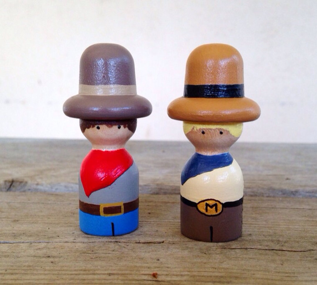 Cowboy Peg People Set - Etsy