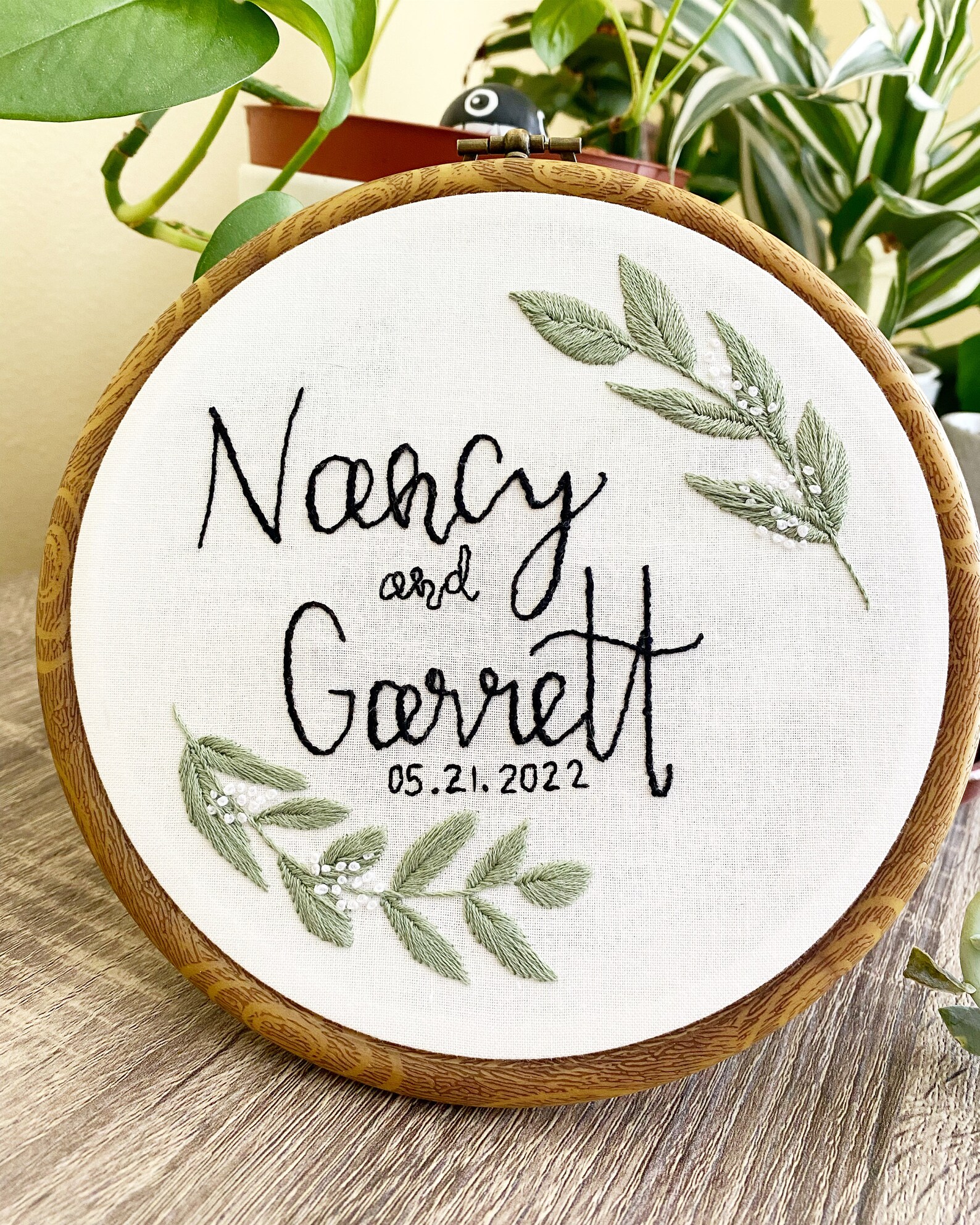 Custom Name and Date Embroidery - Gift for Weddings, Gift for ...