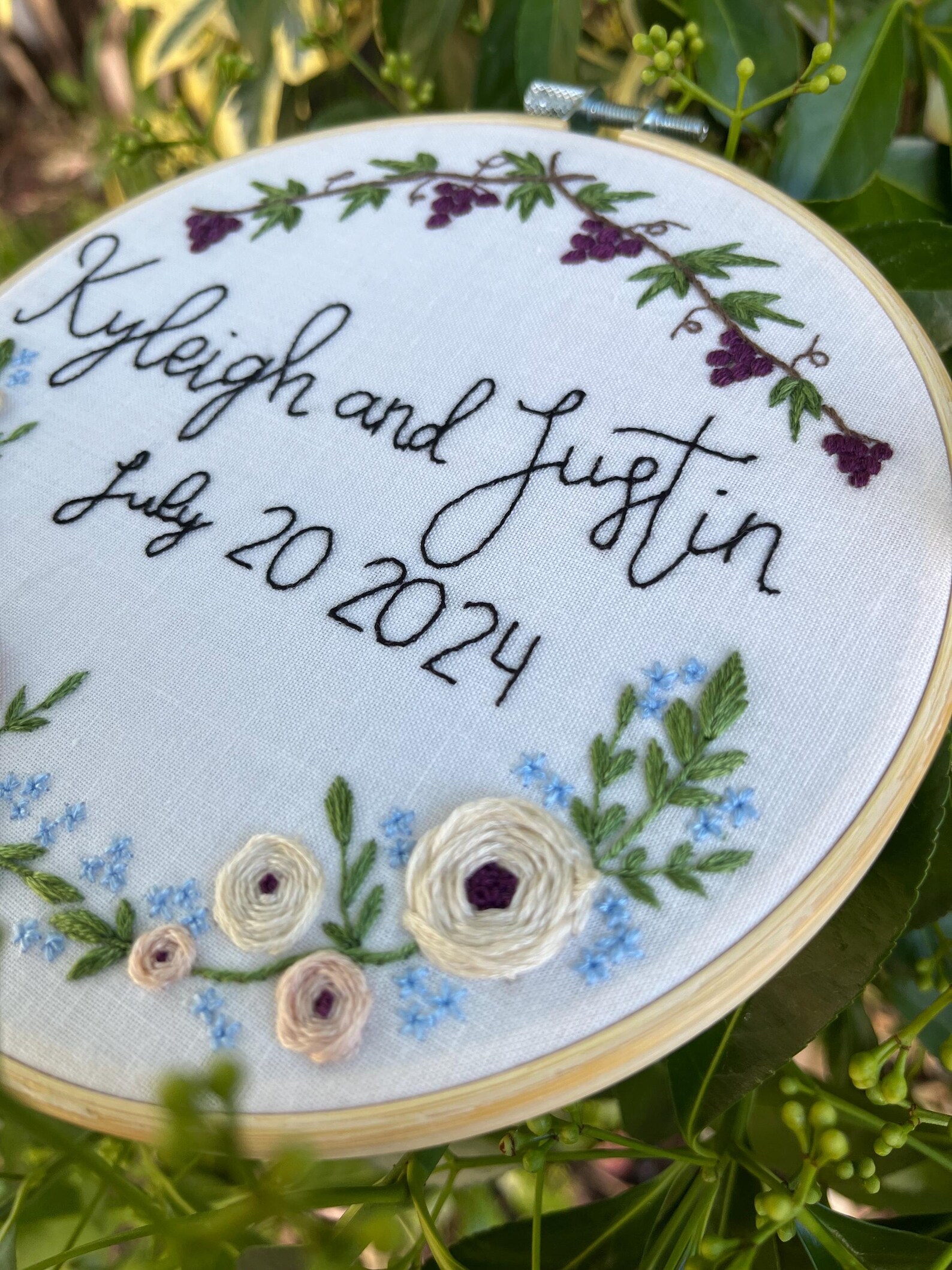 Custom Name and Date Embroidery - Gift for Weddings, Gift for ...