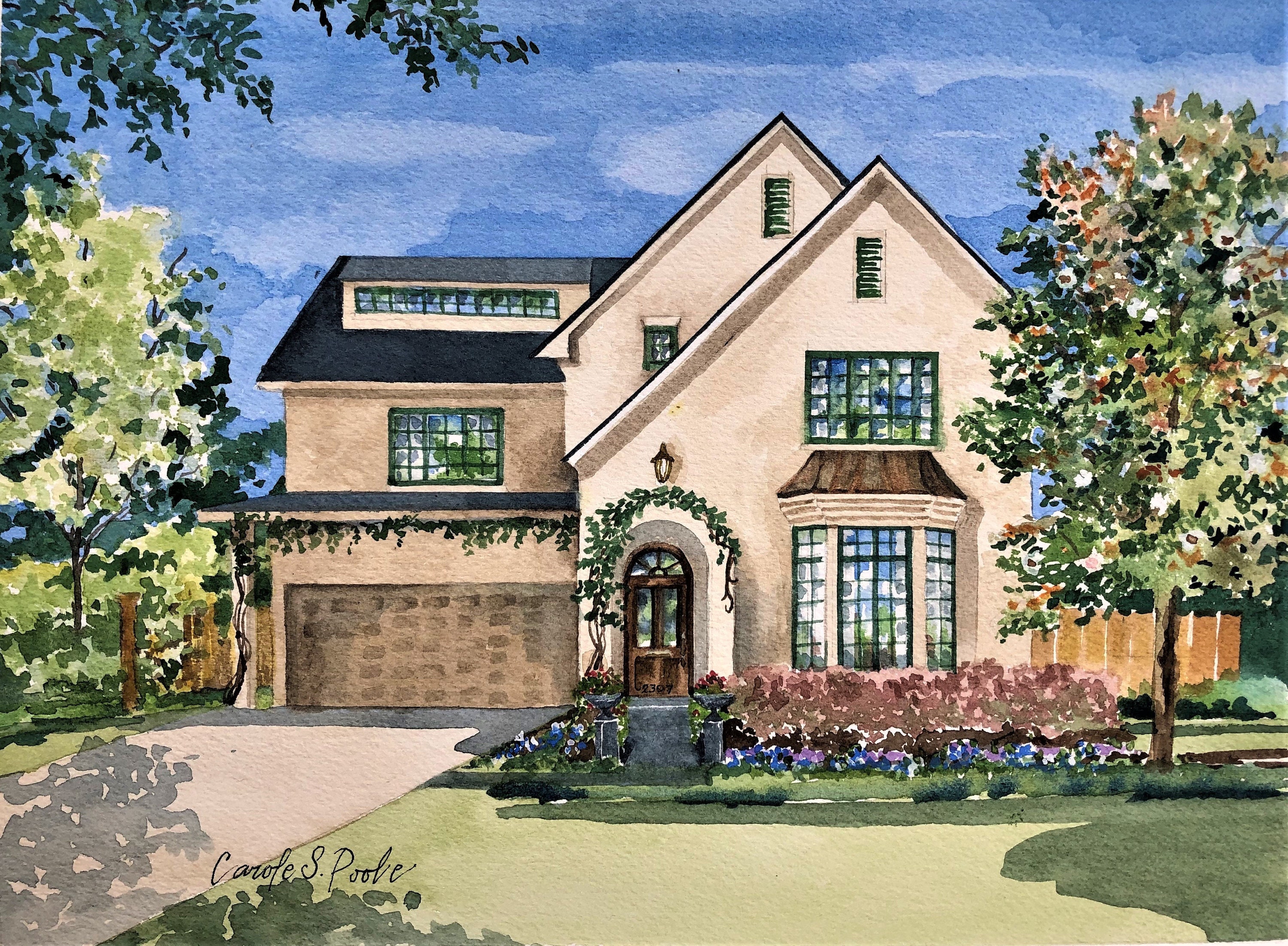 ORIGINAL Hand Painted Watercolor House, Your House Commissioned in ...