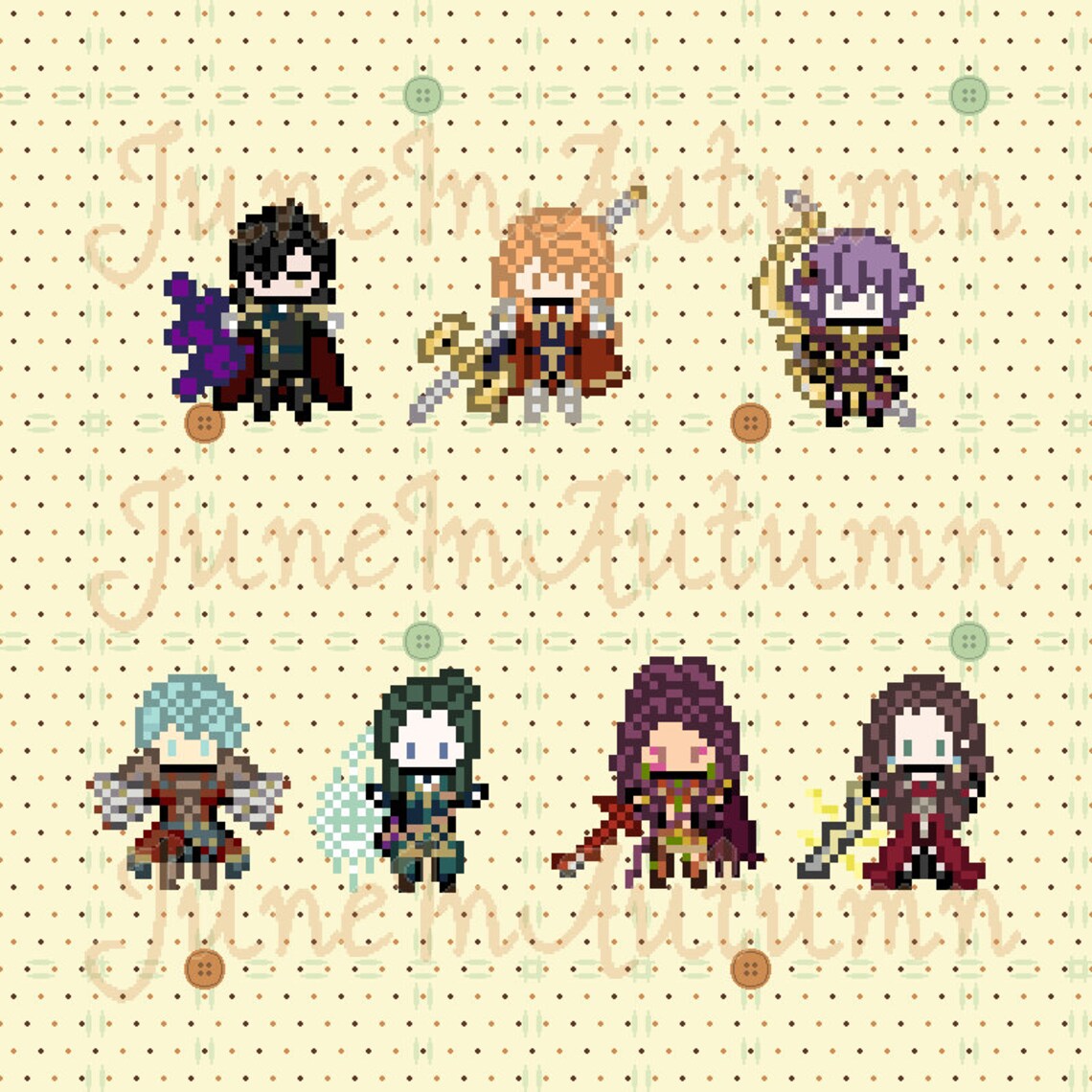 FE3H Black Eagles Timeskip Perlers (hubert, Ferdinand, Bernadetta ...
