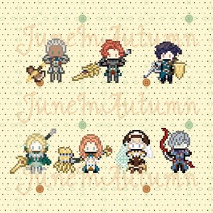 FE3H Blue Lions Timeskip Perlers (dedue, Sylvain, Felix, Ingrid ...