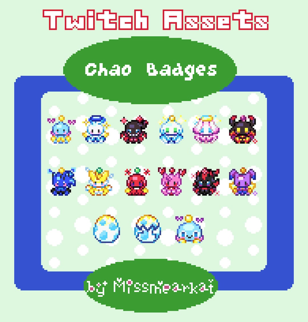 Chao Pixel Art Sub Badges, Basic/special/character Chao(request ...