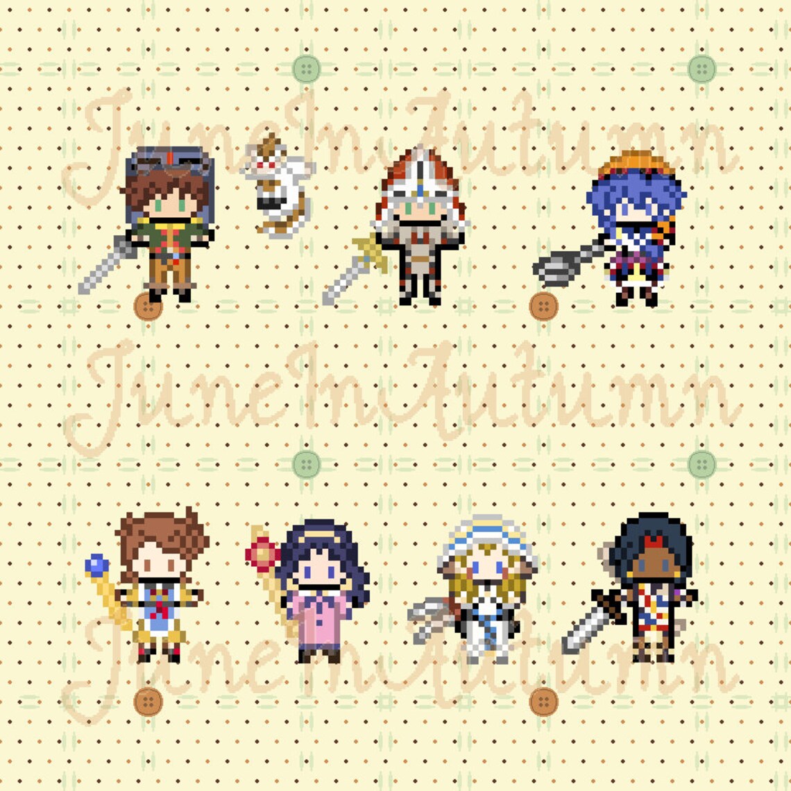Lunar SS Inspired Perlers (alex Noa, Dragonmaster, Nall, Luna Noa, Nash ...