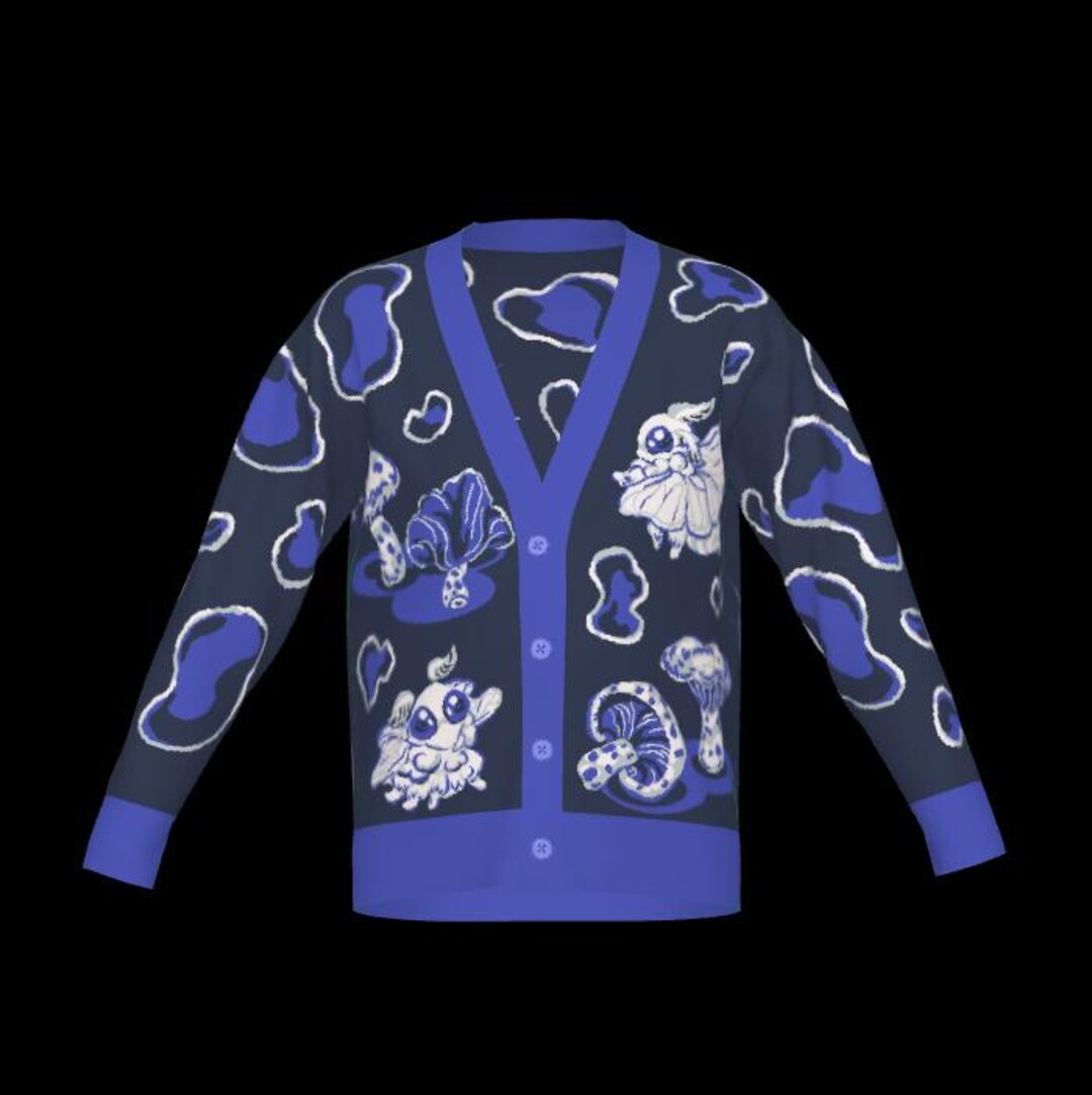 Silk Sticky Moth and Indigo Milk Cap Mushroom Cardigan (no Pockets) - Etsy