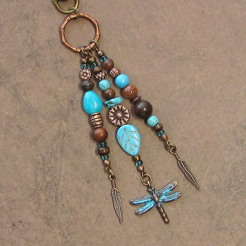 Boho Dragonfly Bag Charm - Etsy