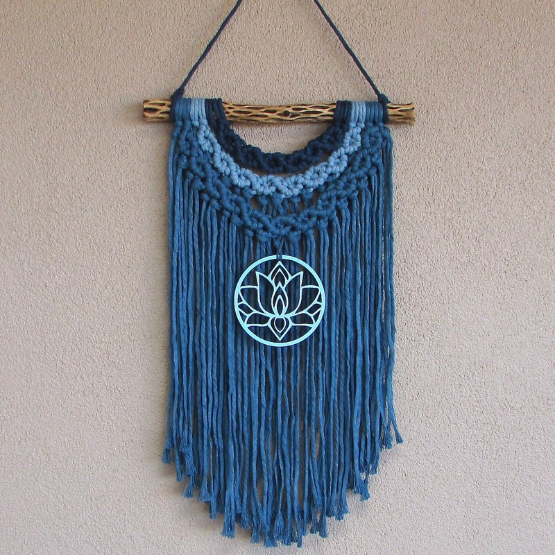 Blue Macrame Wall Hanging - Etsy