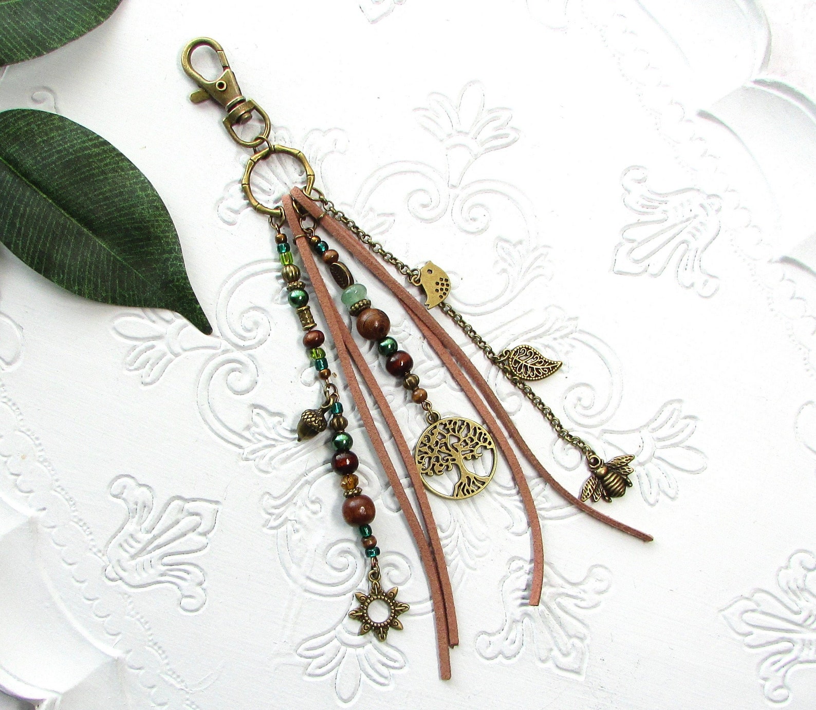 Nature Purse Tassel Earthy Hippie Boho Beaded Fringe Bag Charm - Etsy