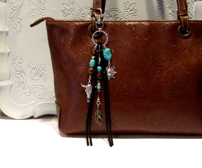 Western Purse Tassel Boho Chic Bag Charm Keychain Hippie - Etsy