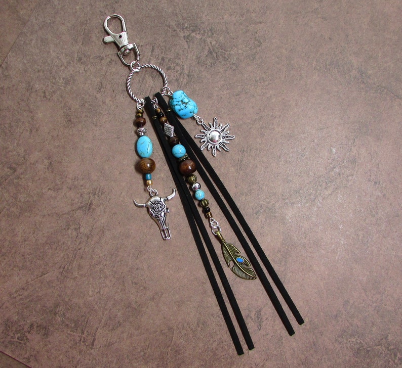 Western Purse Tassel Boho Chic Bag Charm Keychain Hippie - Etsy