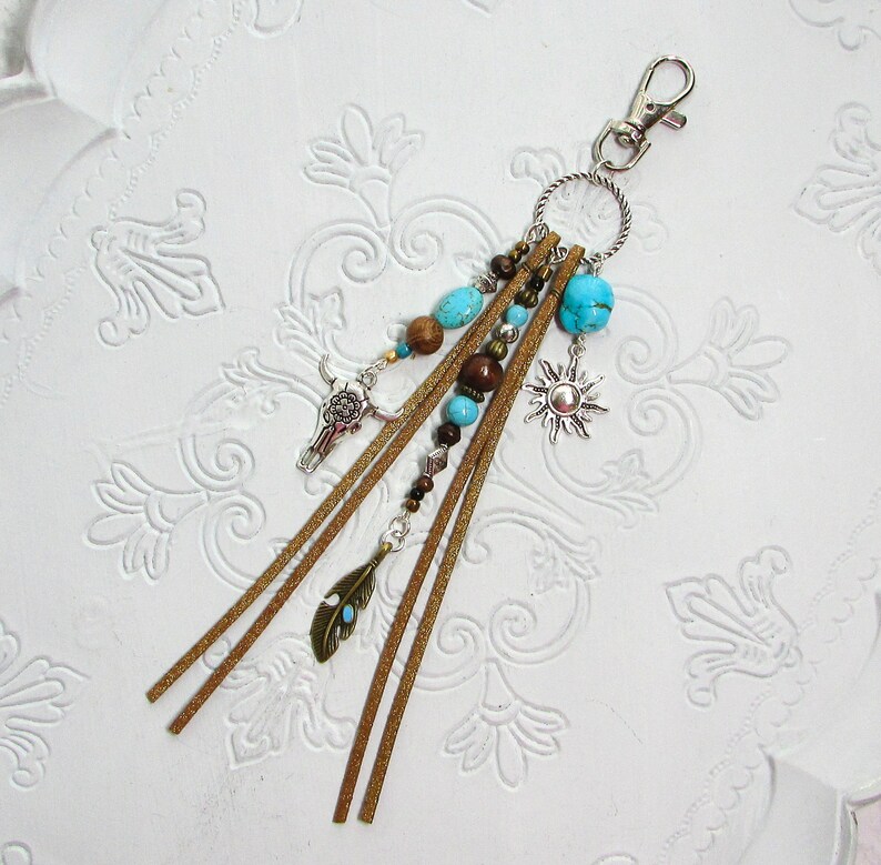 Western Purse Tassel Boho Chic Bag Charm Keychain Hippie - Etsy