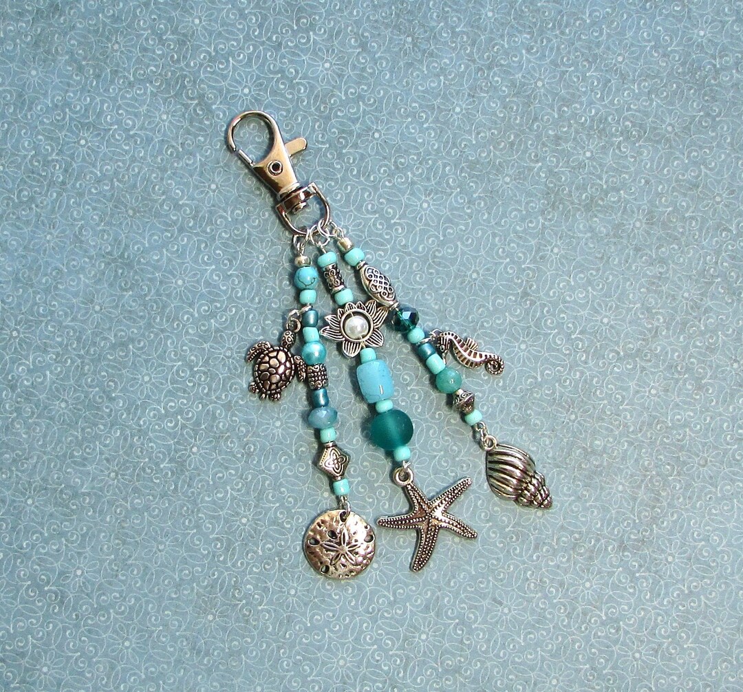 Beachy Boho Purse Tassel Aqua Silver Shells Turtle Starfish Hippie ...
