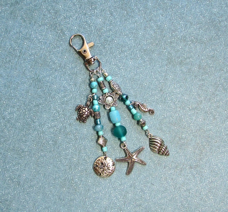 Beachy Boho Purse Tassel Aqua Silver Shells Turtle Starfish Hippie ...