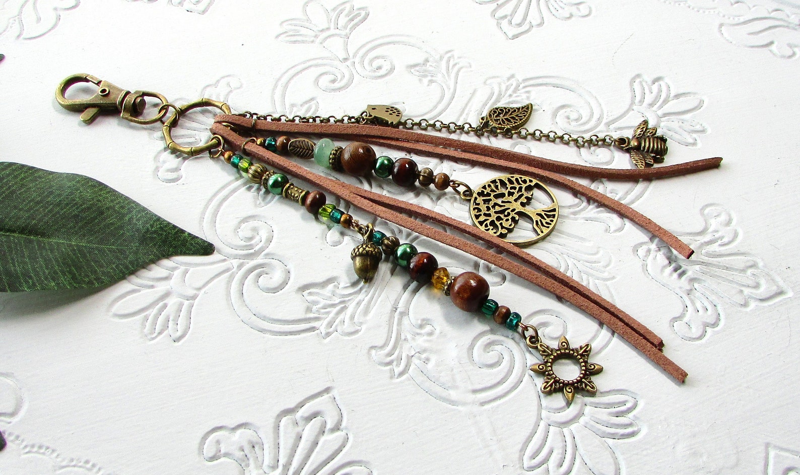 Nature Purse Tassel Earthy Hippie Boho Beaded Fringe Bag Charm | Etsy