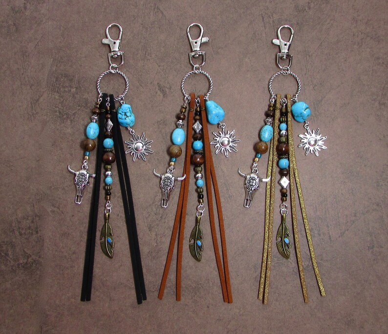 Western Purse Tassel Boho Chic Bag Charm Keychain Hippie - Etsy