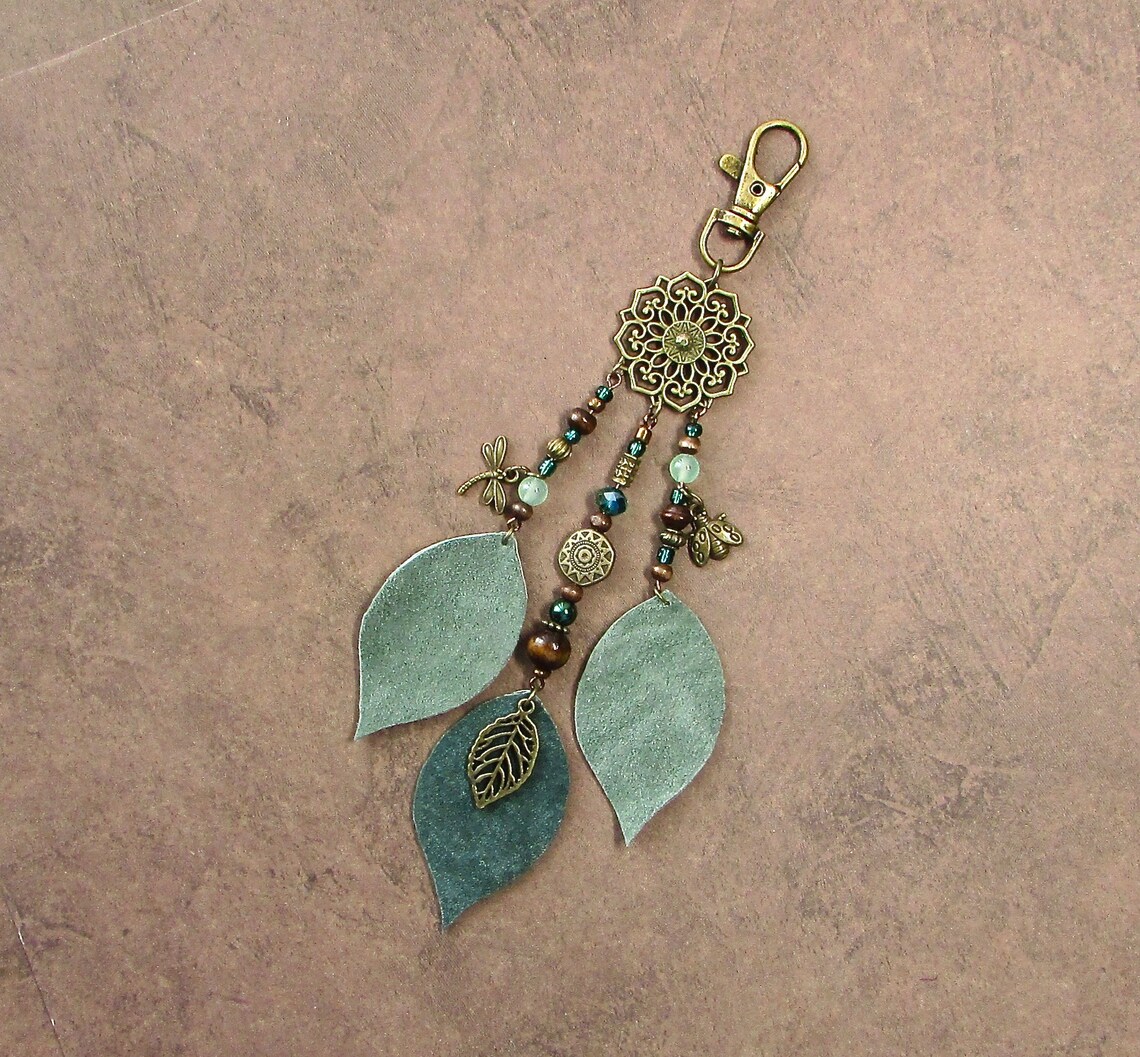 Leaf Purse Tassel Earthy Nature Green Leather Leaf Hippie Boho - Etsy