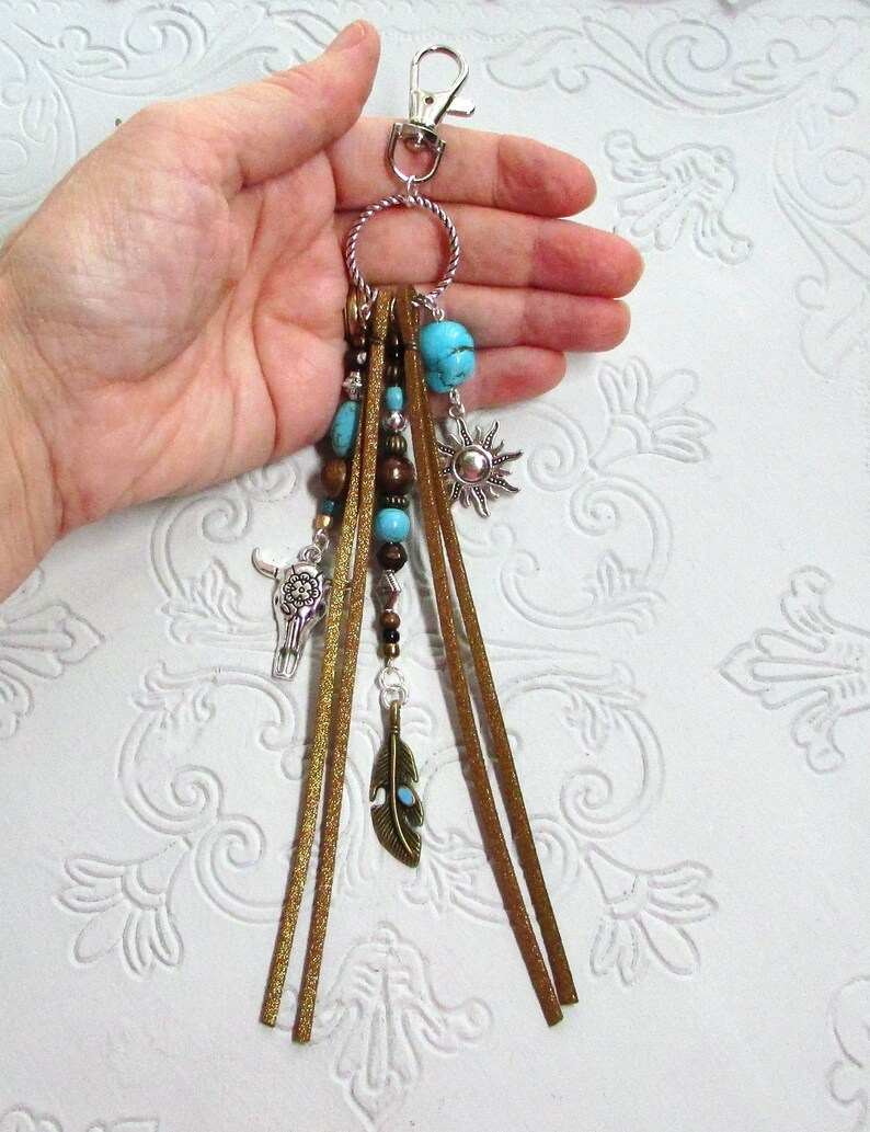Western Purse Tassel Boho Chic Bag Charm Keychain Hippie - Etsy