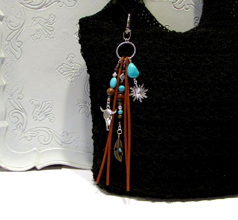 Western Purse Tassel Boho Chic Bag Charm Keychain Hippie - Etsy