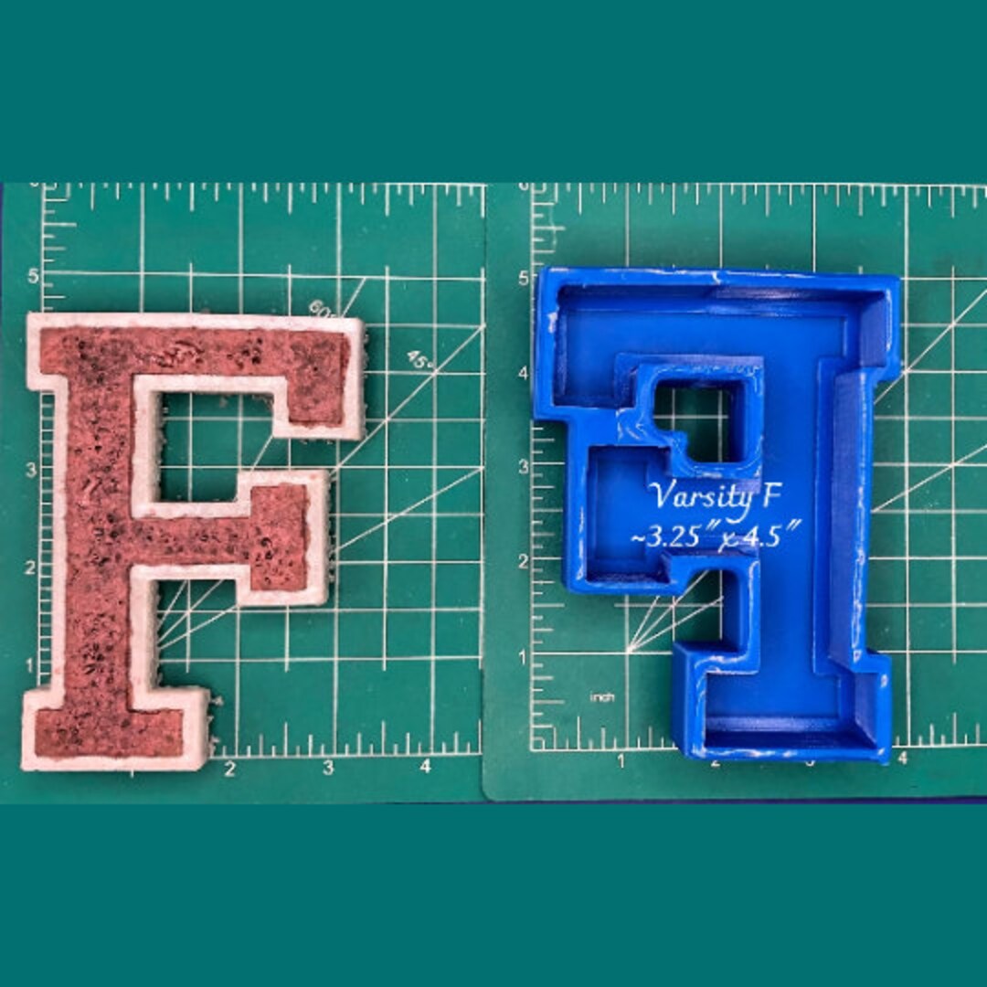 Varsity Font F Silicone Freshie Mold - Silicone Mold - Car Freshie Mold ...