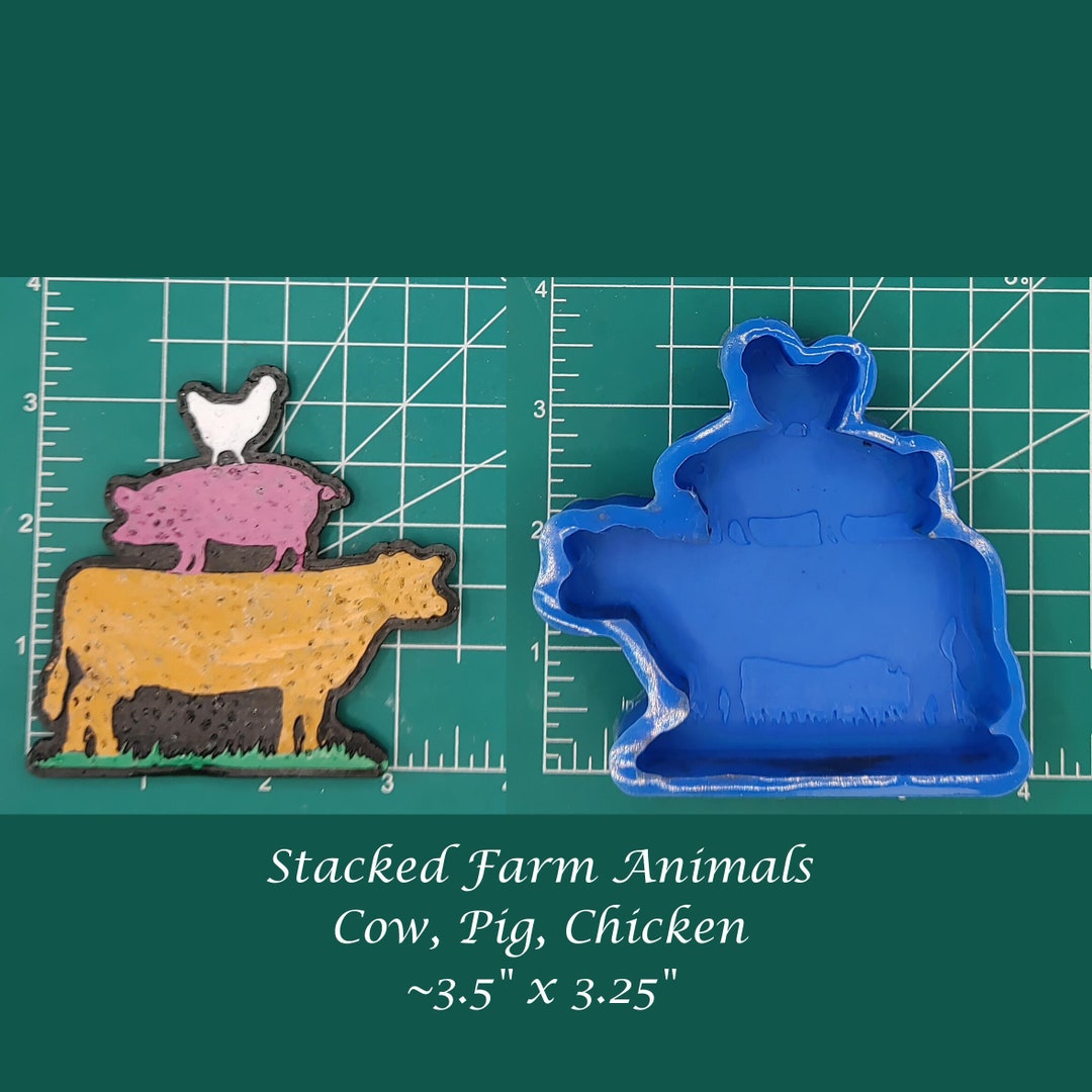 Stacked Cow, Pig, and Chicken Silicone Freshie Mold Silicone Mold ...