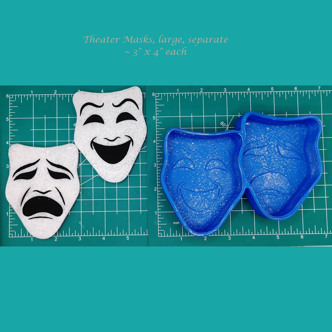 Comedy and Tragedy Theater Masks Silicone Freshie Mold - Silicone Mold ...
