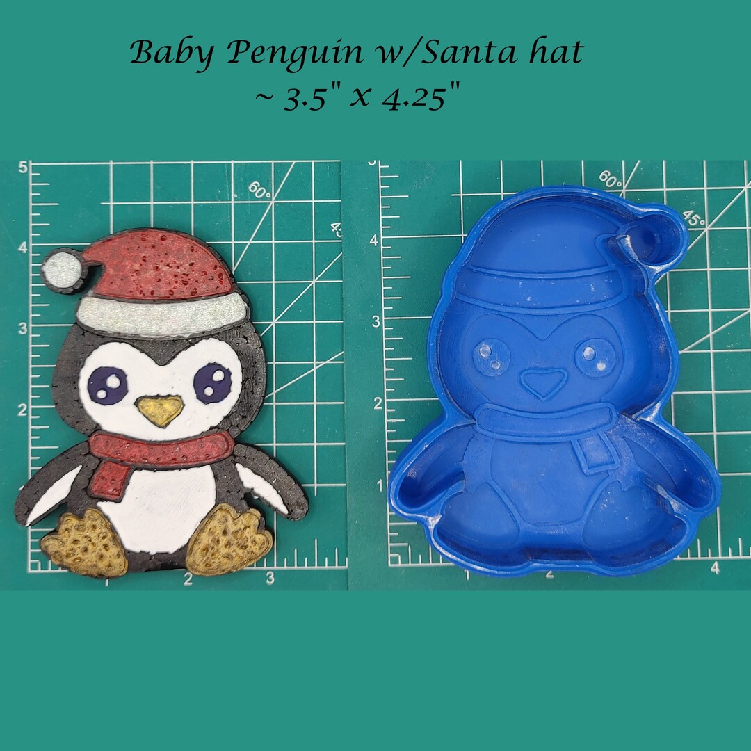 Baby Penguin With Santa Hat Silicone Freshie Mold - Silicone Mold ...