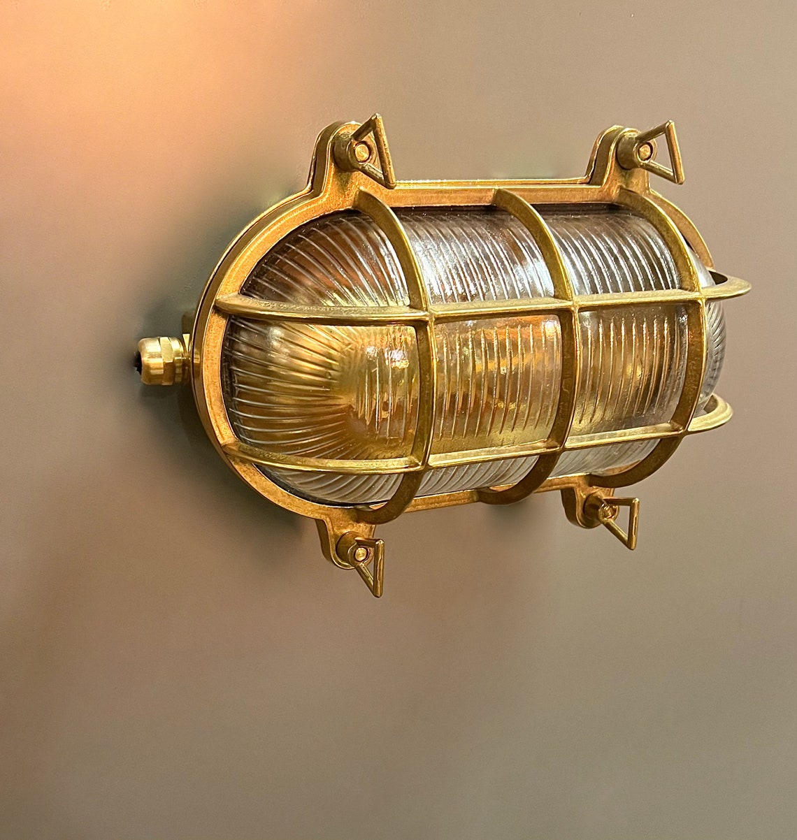 PINSK LARGE Nautical Brass Wall Sconce – IP64 Outdoor Light - Etsy