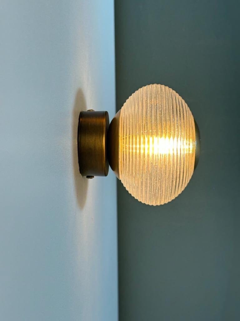 KALLONI MINI Handmade Art Deco Glass Sconce – Ribbed Glass Ceiling ...
