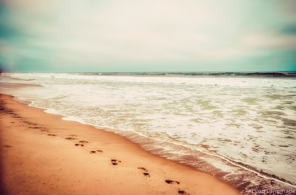 Beach Photography Ocean Photograph Footprints in the Sand | Etsy