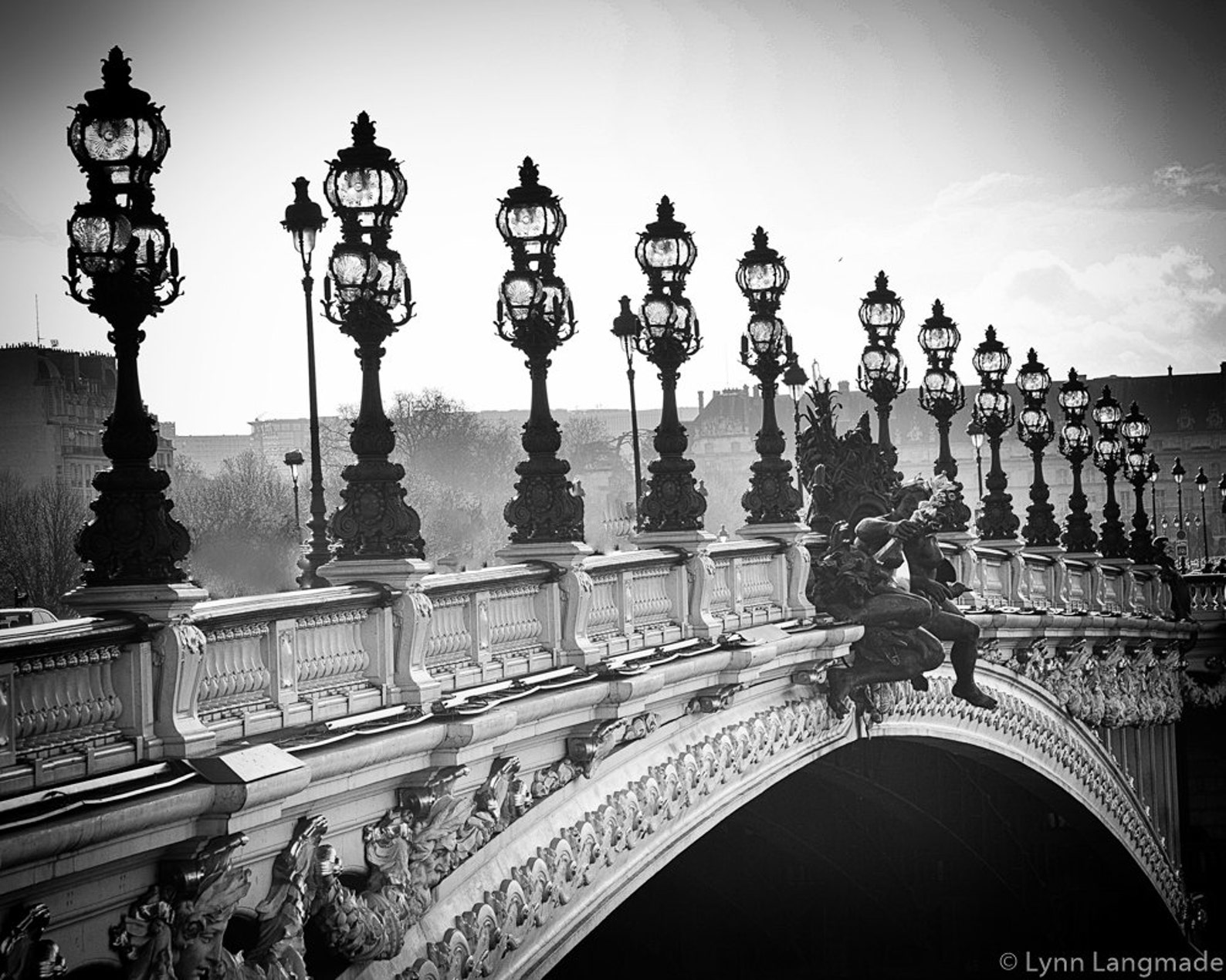 Paris Black and White - Bridge Street Lamps Pont Alexandre Paris ...