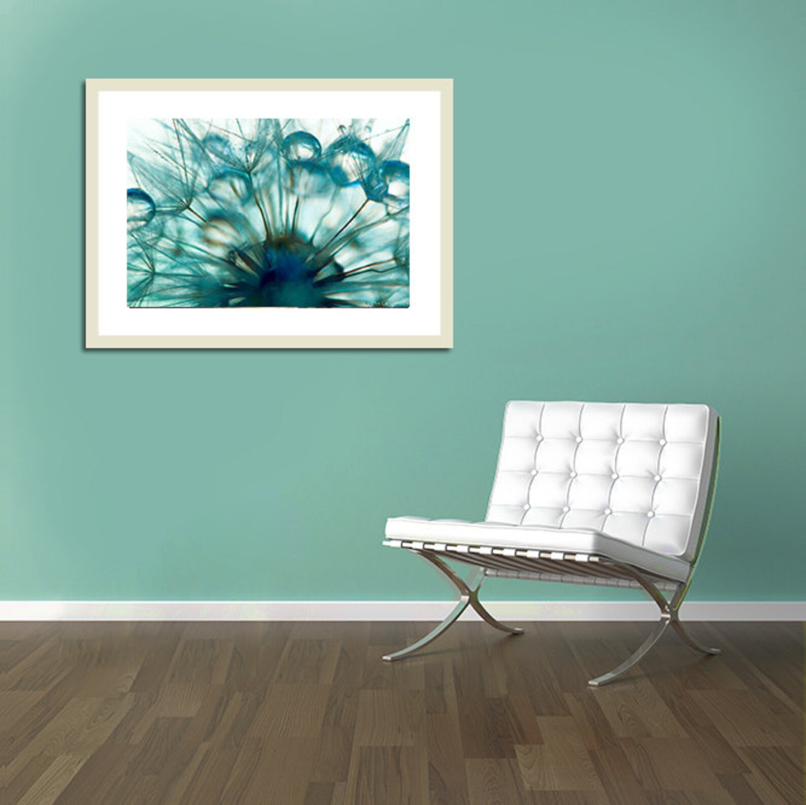 Teal Dandelion Art - Blue Dandelion Raindrops Winter Photography 8x10 ...