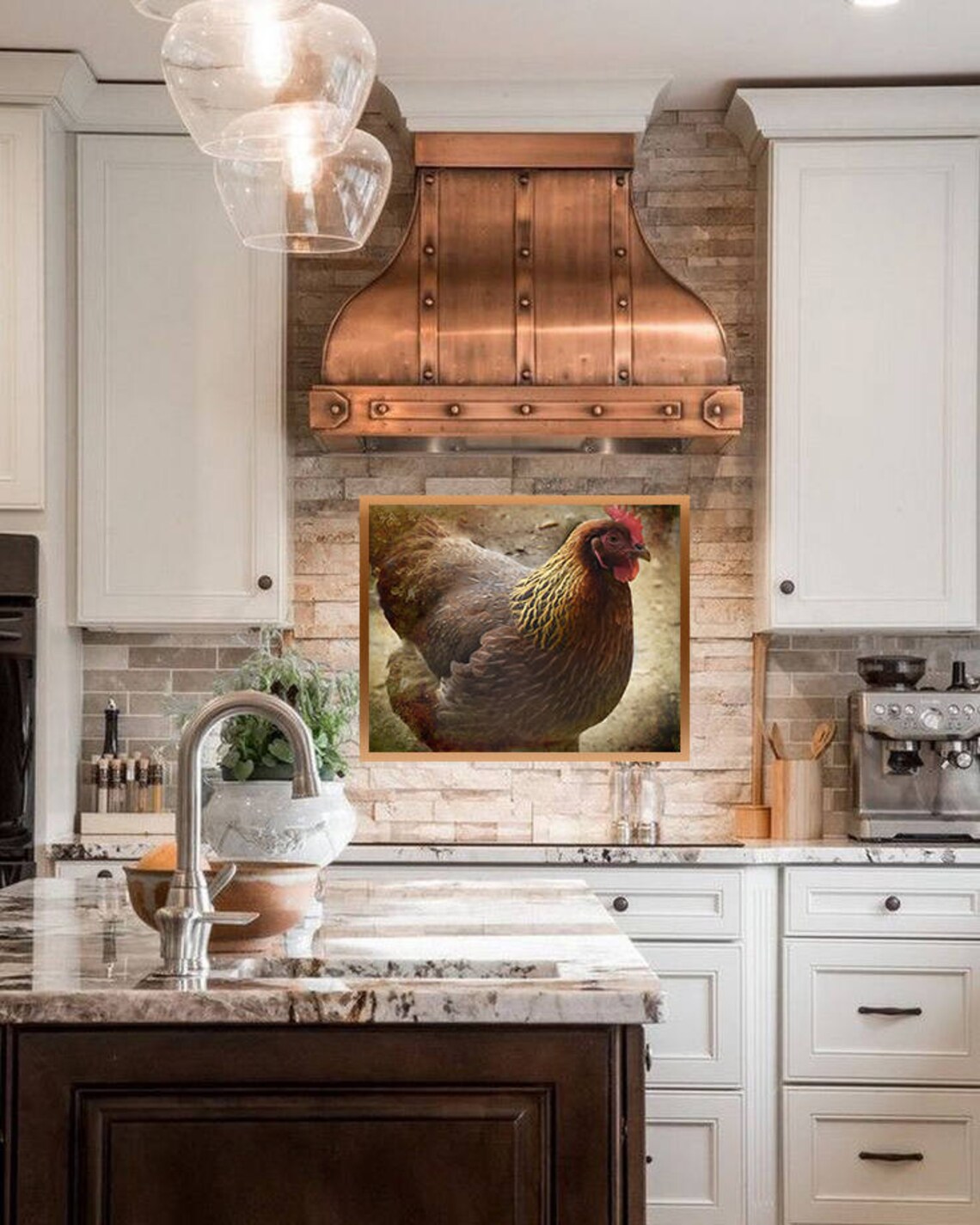 Chicken Kitchen Decor Brown Farm Wall Art 11x14 Chicken - Etsy