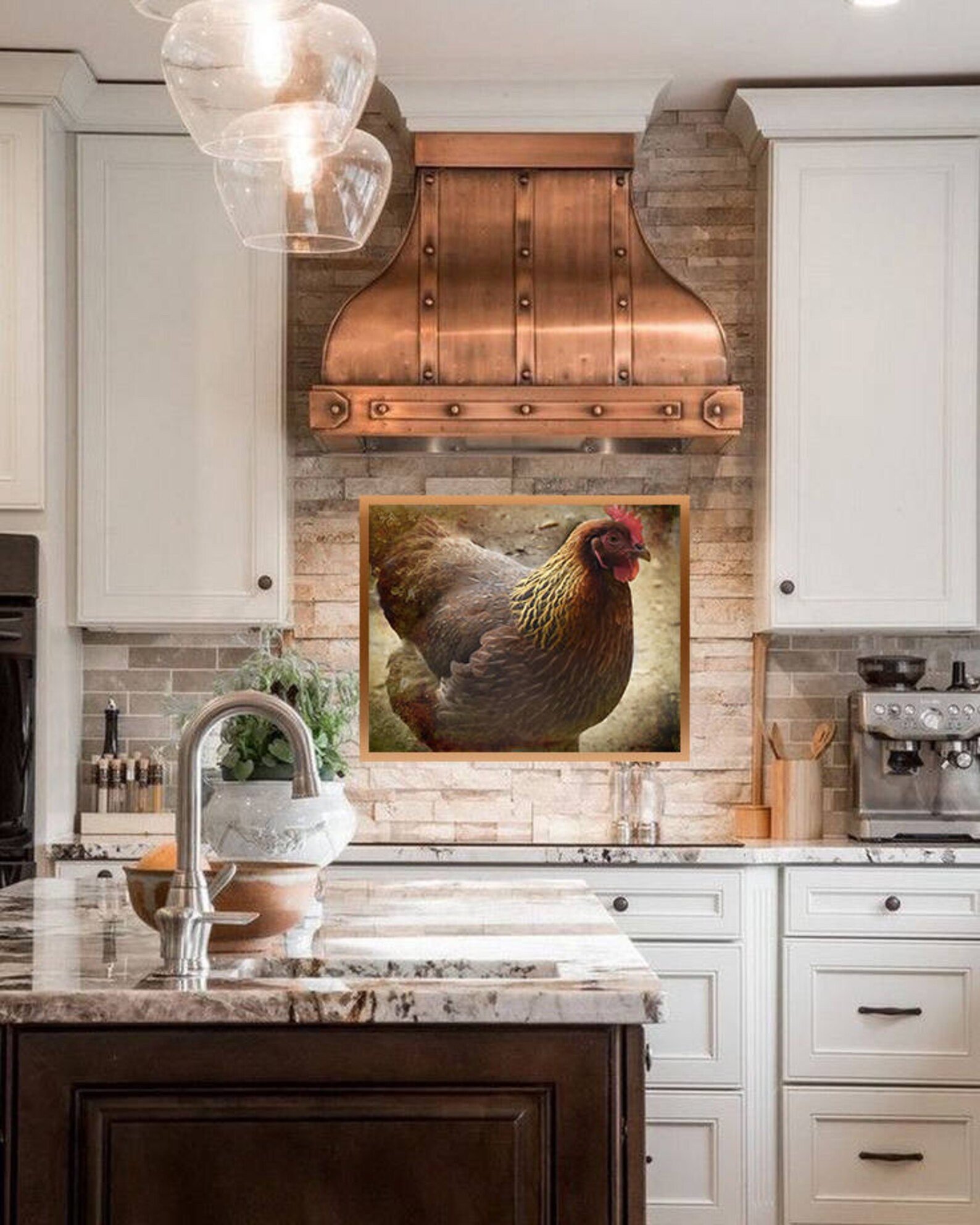 Chicken Kitchen Decor Brown Farm Wall Art 11x14 Chicken - Etsy