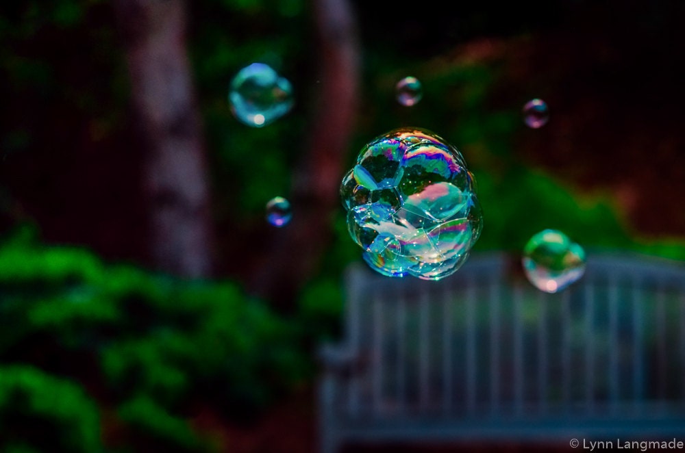 Bubble Photography blue bubbles floating abstract art blue | Etsy