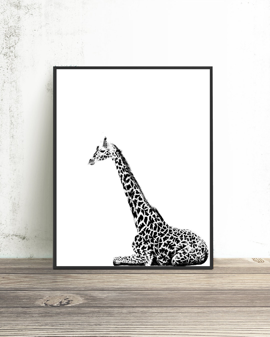 Black and White Giraffe Canvas - Giraffe Printable, Giraffe Black White ...
