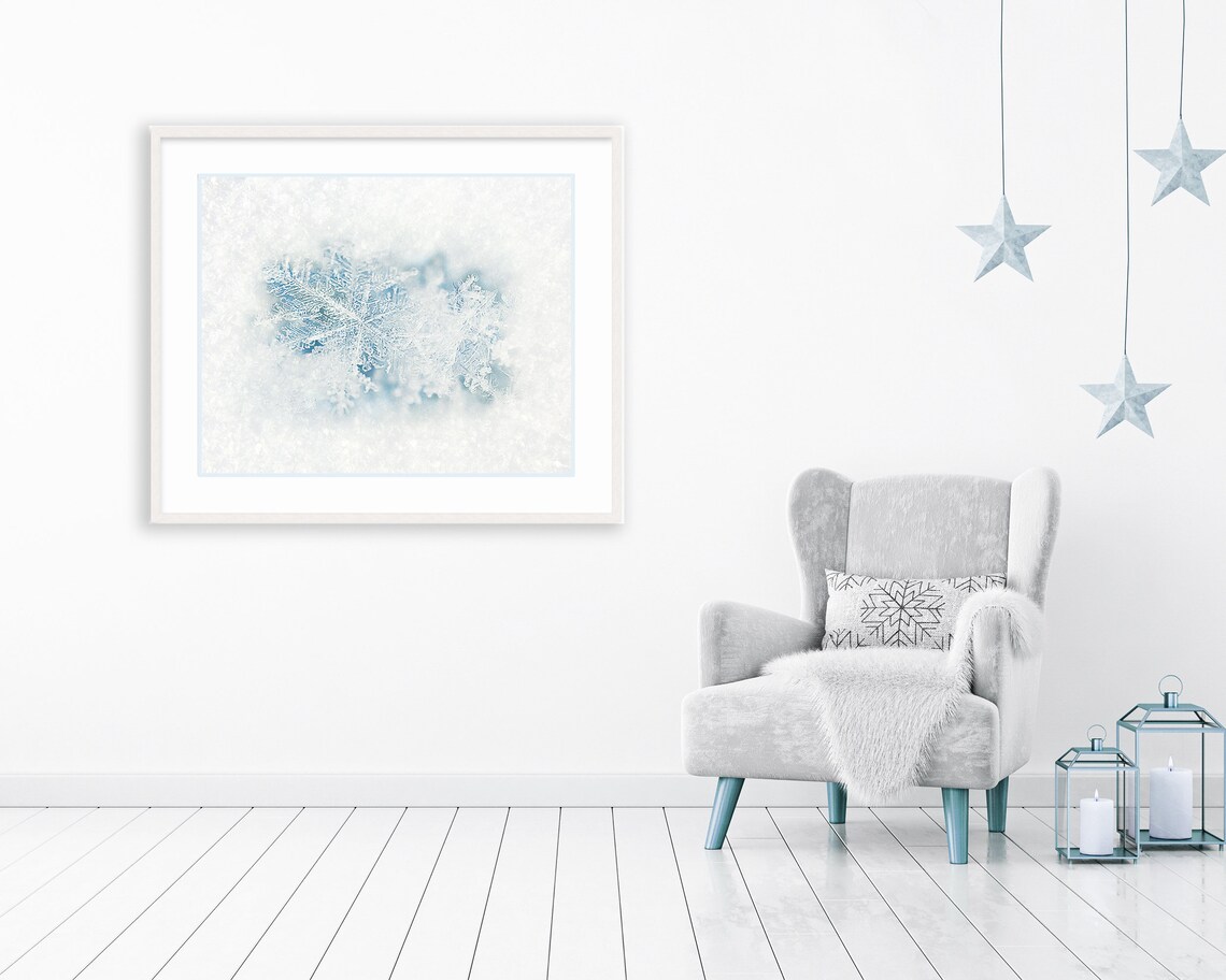Winter Photography snowflake wall art nature photography | Etsy