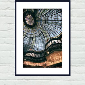 Paris Photography -blue Stained Glass Ceiling at Printemps Store, Paris ...