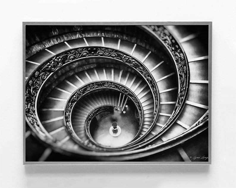 Black and White Artwork Spiral Staircase Vatican Prints | Etsy