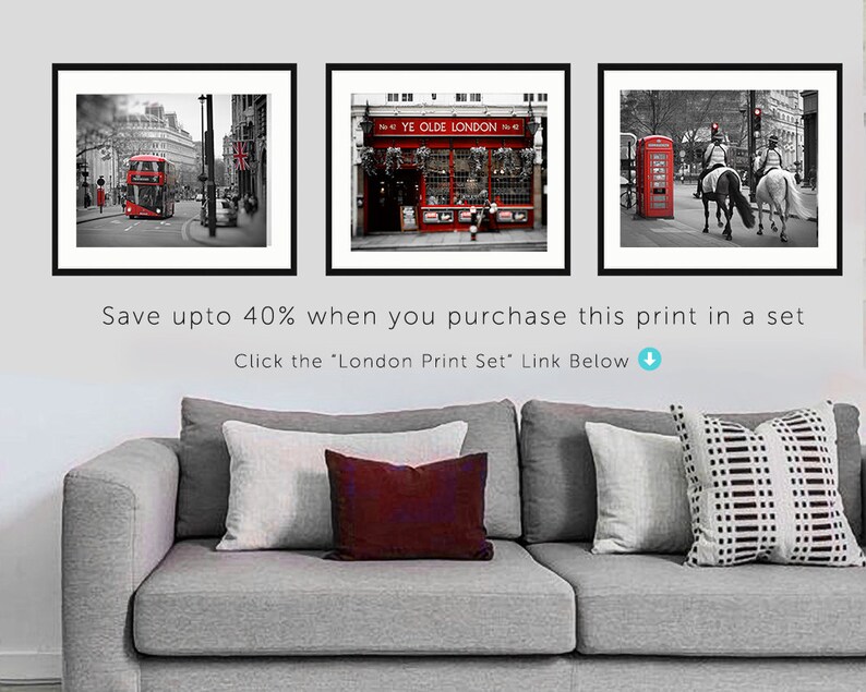 London Pub Art English Pub Black White Red Wall Decor 11x14 - Etsy