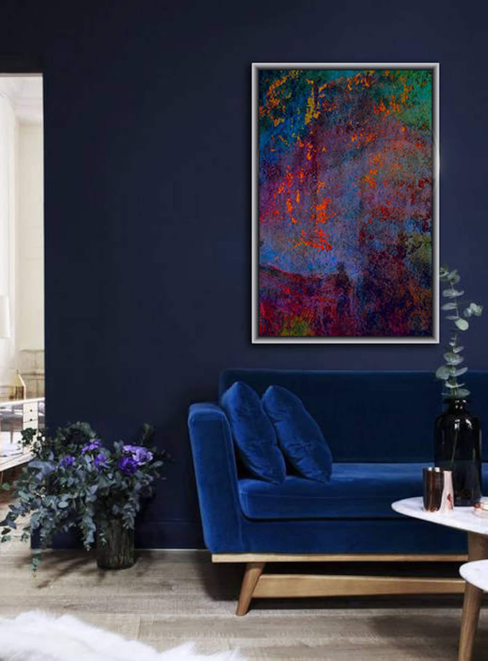 Blue Abstract Wall Art Large Canvas Art 20x30 Living Room - Etsy