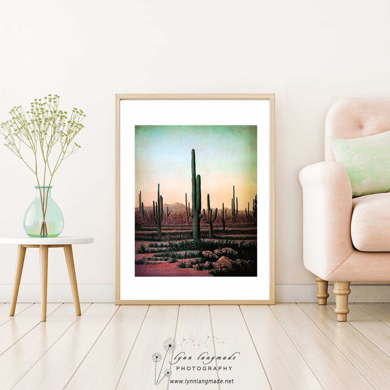 Cactus Print Cactus Wall Decor in Green Orange Boho Themed - Etsy