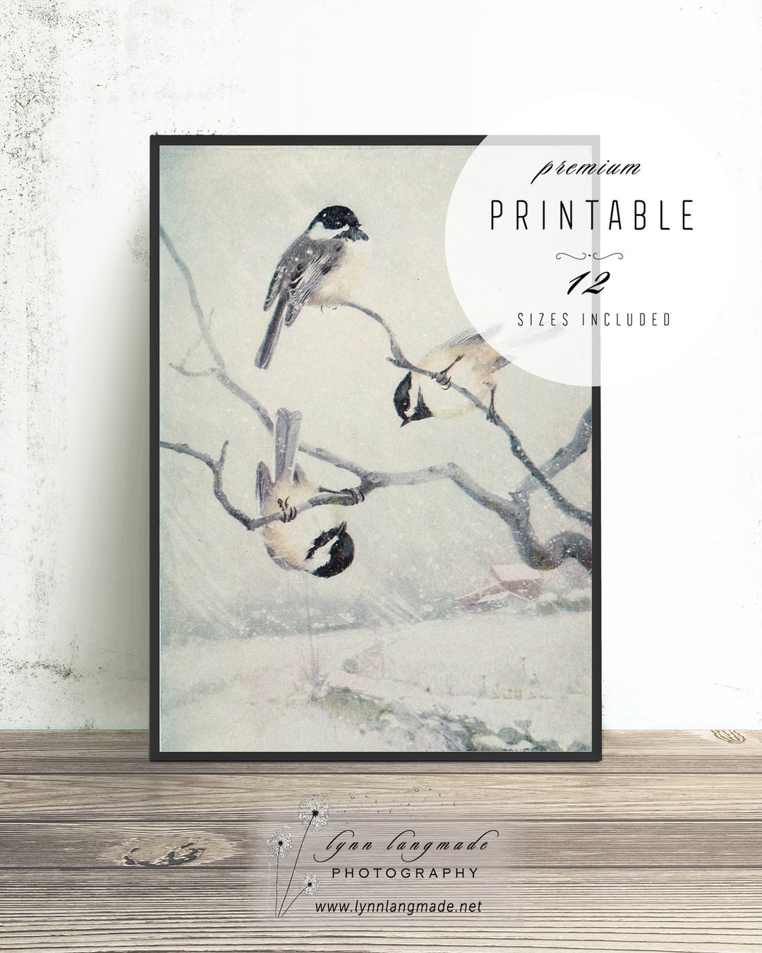 Chickadee Print - Printable Chickadee Wall Art, Winter Wall Art ...