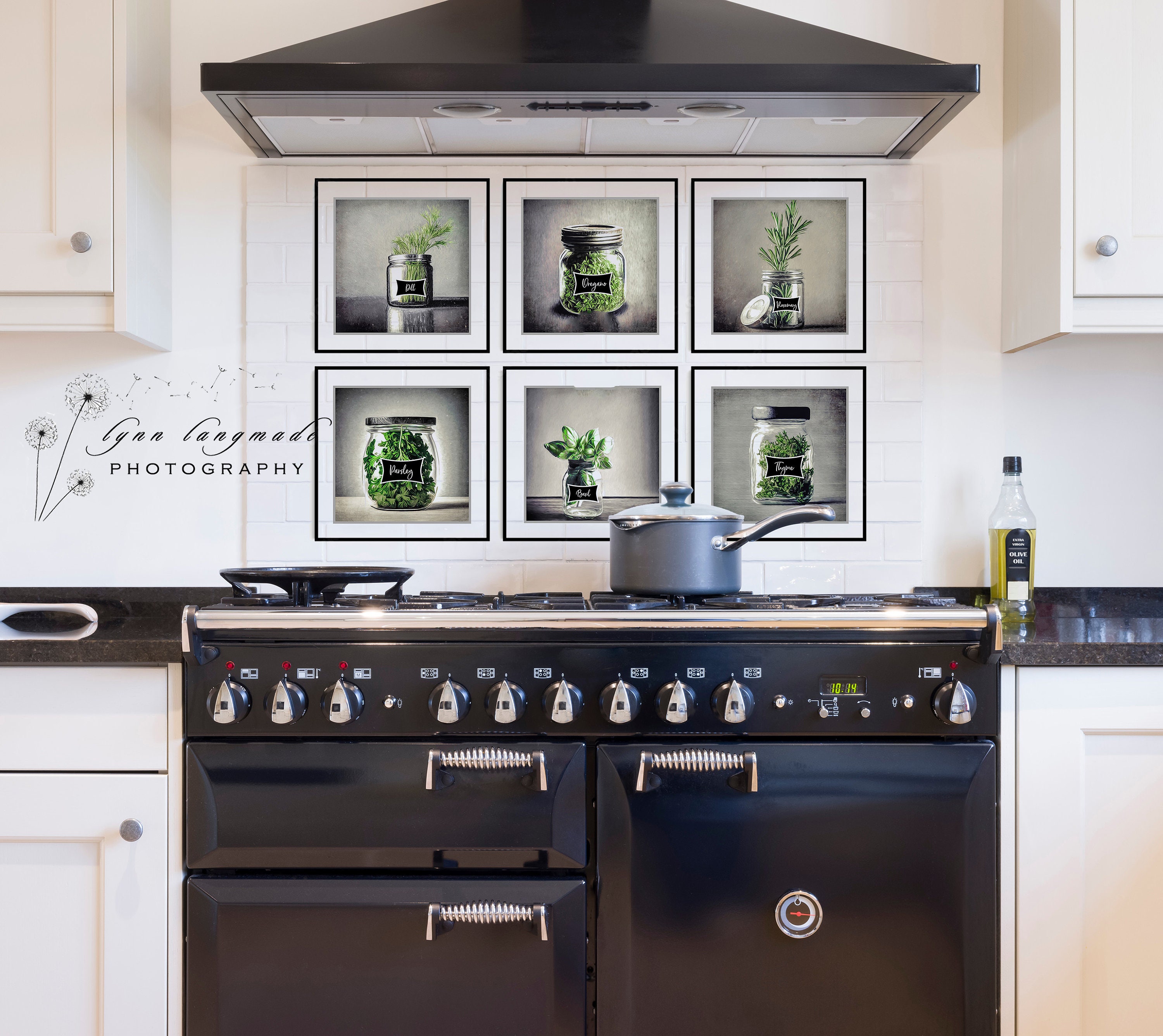Herb Wall Art - Set of 6 Kitchen Prints, Basil, Oregano, Thyme, Parsley ...